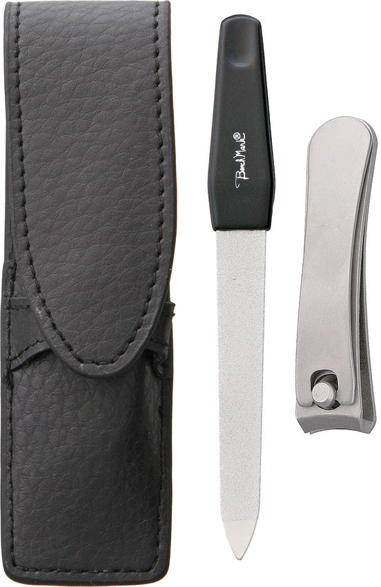 Benchmark Nail Clippers & File Black Leather Case Travel Manicure Set ...