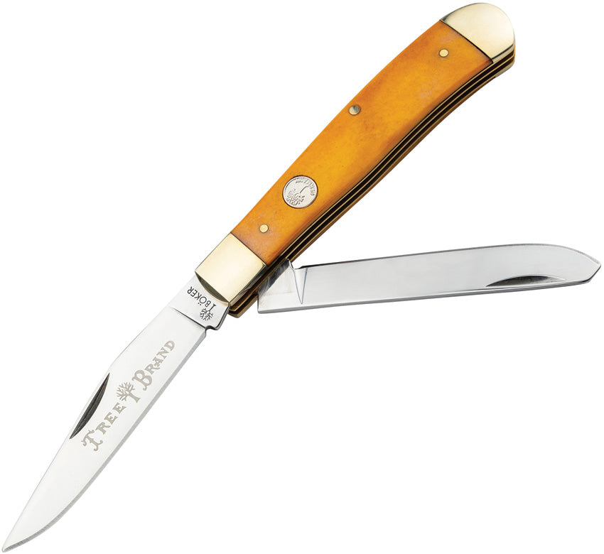 Boker Traditional Series 2.0 Tree Brand Trapper Yellow Bone Pocket Kni ...