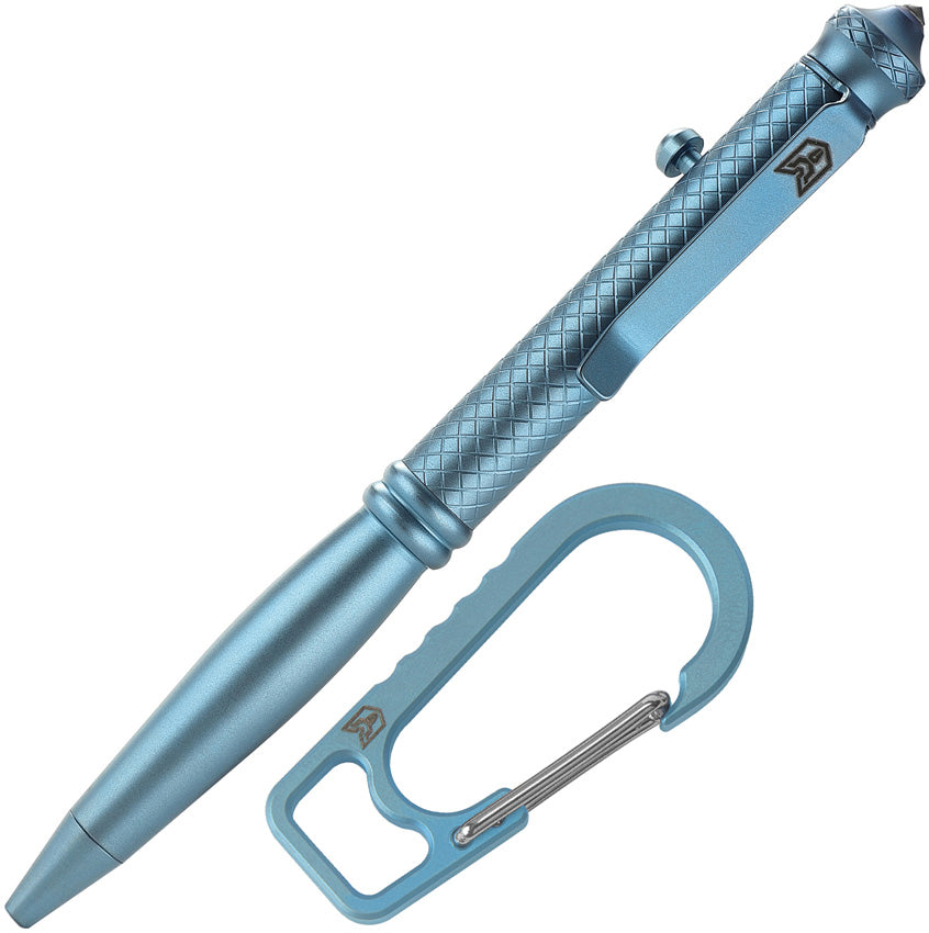 Bestechman Scribe Blue Titanium Bolt Action Writing Pen w/ Carabiner ...