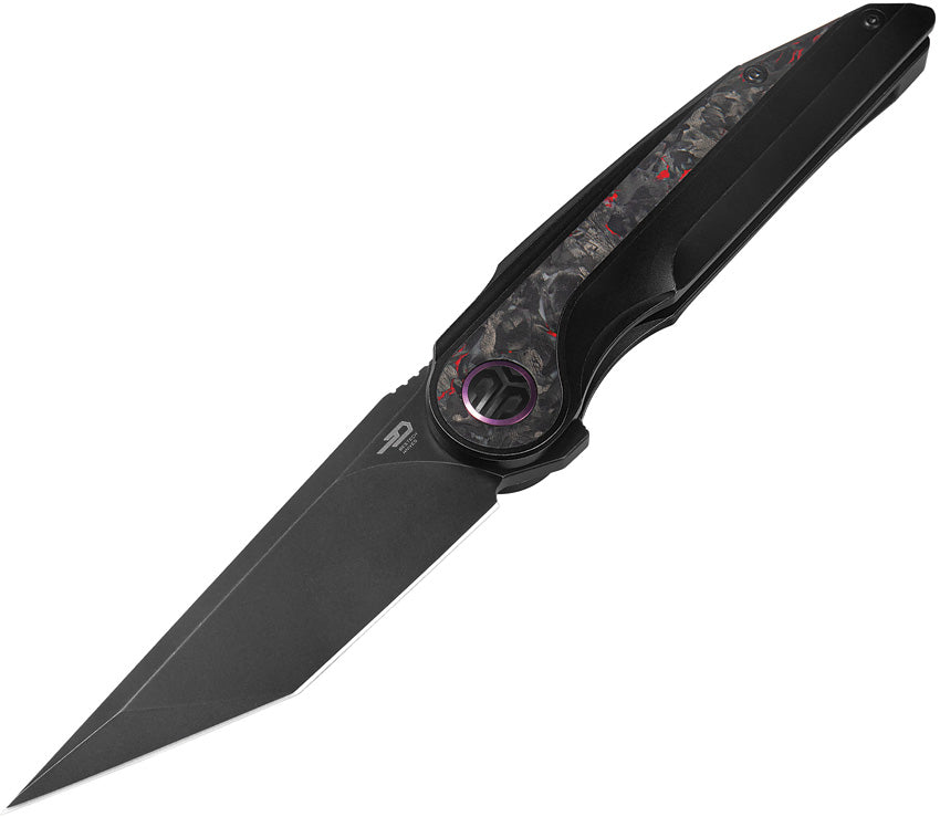 Bestech Knives Blind Fury Black Titanium & Red CF Folding M390 Knife T ...