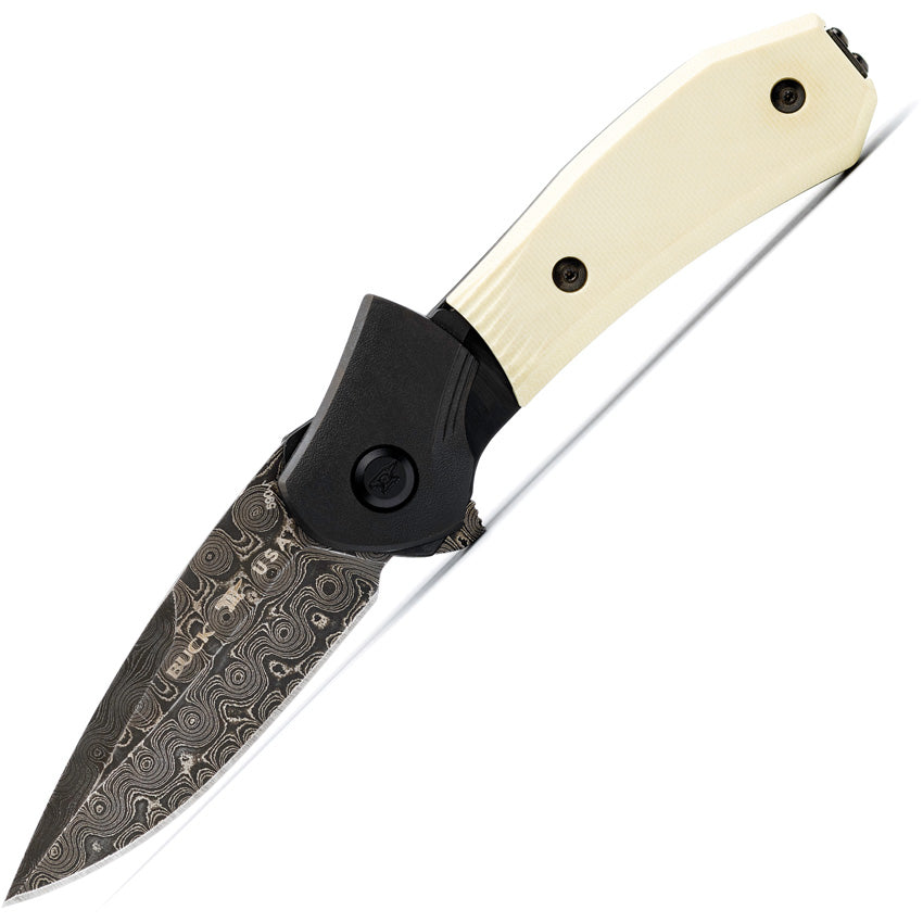Buck Paradigm Linerlock LE Black & White G10 Folding Damascus Pocket K ...