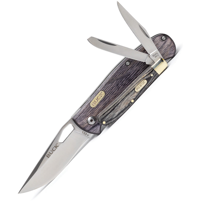 Buck 2pc Linerlock & Trapper Black Pakkawood Folding Stainless Knife S ...