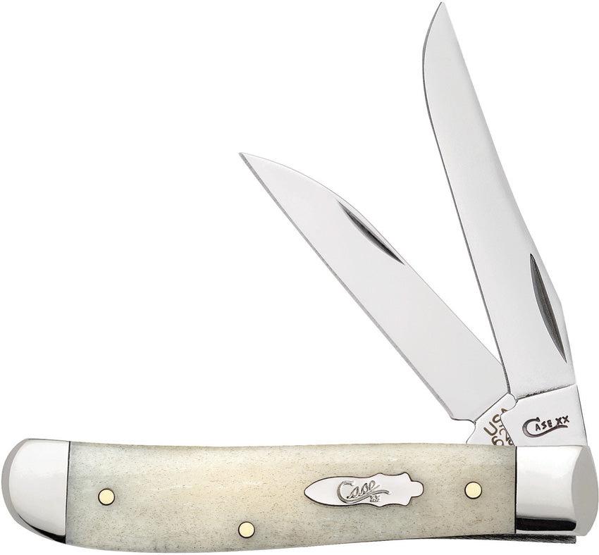 Case Cutlery Mini Trapper Natural Bone Folding Two Blade Pocket Knife ...