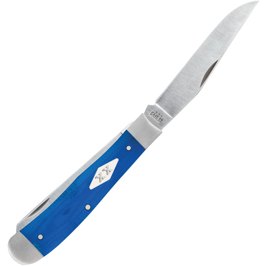 Case Cutlery Trapper Blue G10 Folding Stainless Clip & Spey Pocket Kni ...