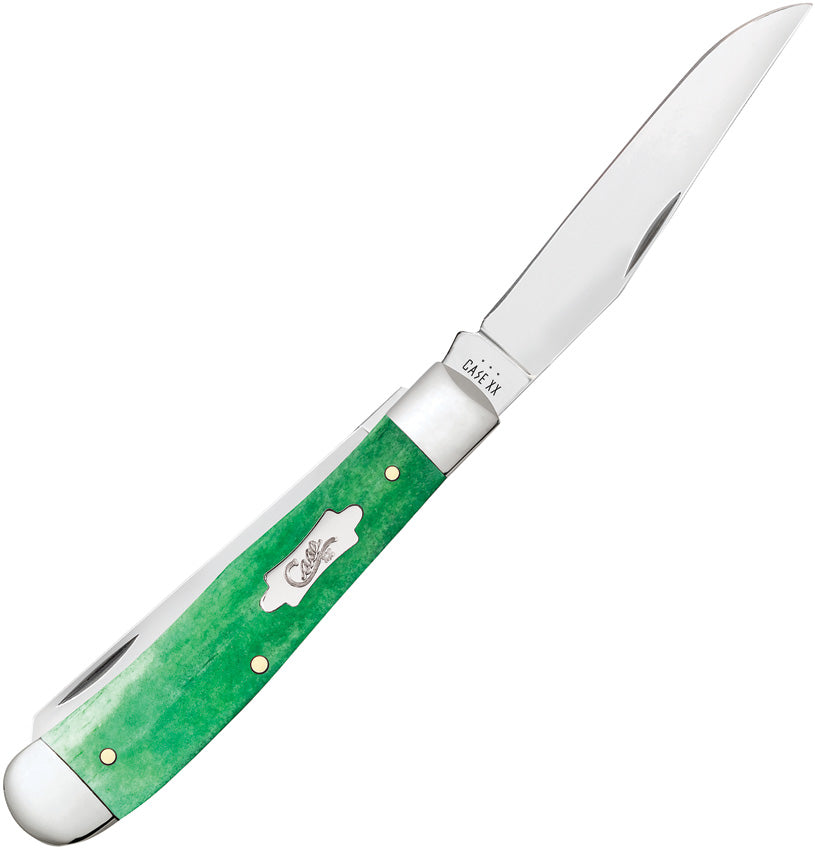 Case Cutlery Trapper Emerald Green Bone Folding Stainless Pocket Knife ...