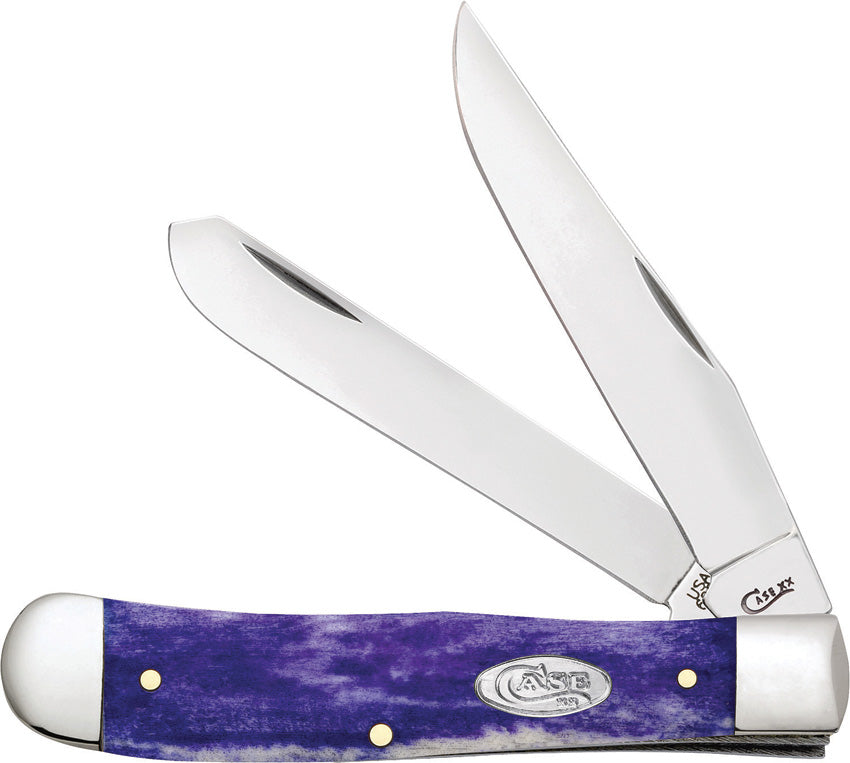 Case Cutlery Trapper Ultra Violet Bone Folding Two Blade Pocket Knife ...