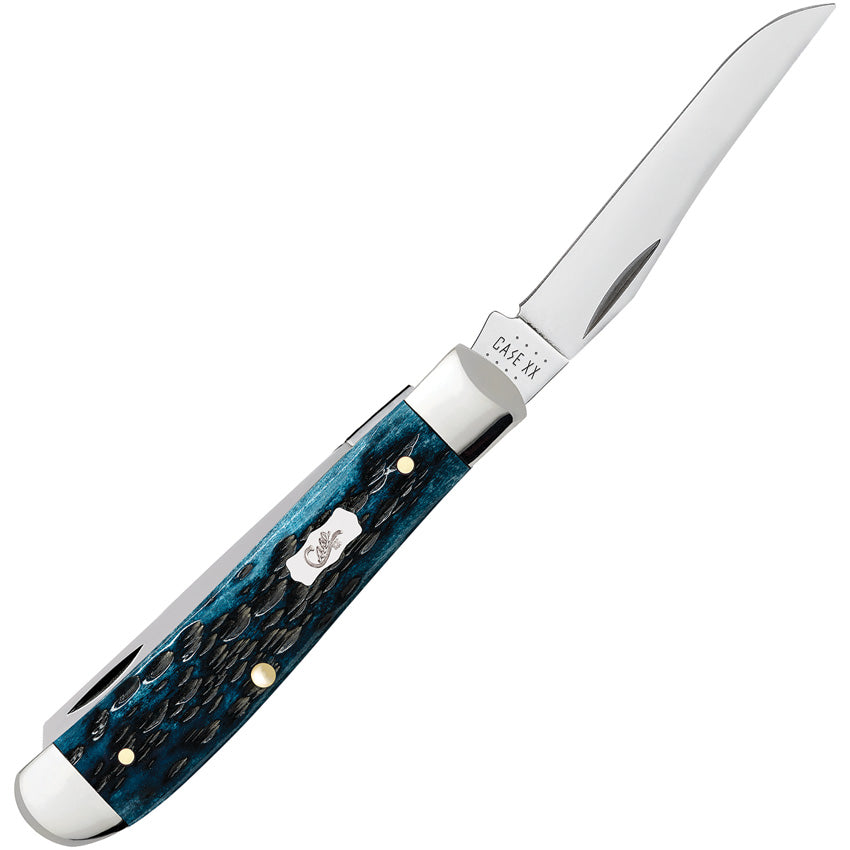 Case Cutlery Mini Trapper Mediterranean Blue Bone Folding Stainless Kn ...