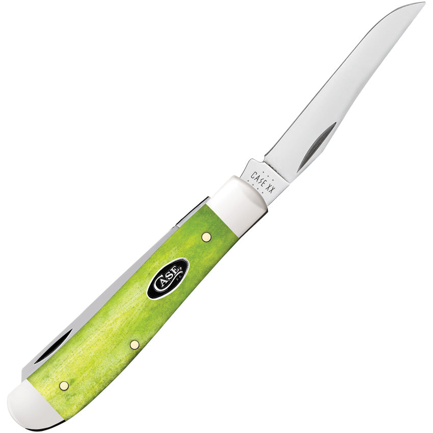 Case Cutlery Mini Trapper Green Apple Bone Folding Stainless Pocket Kn ...