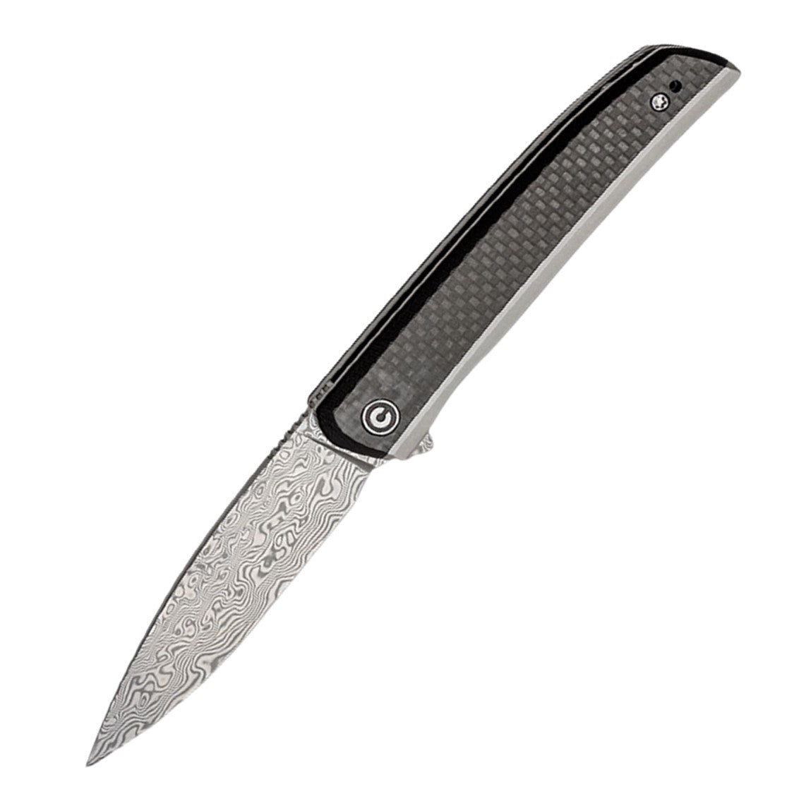 Civivi Savant Pocket Knife Framelock CF & Stainless Folding Damascus 2 ...