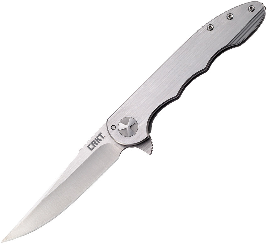 CRKT Up and At Em Framelock Brushed Stainless Folding Pocket Knife 707 ...