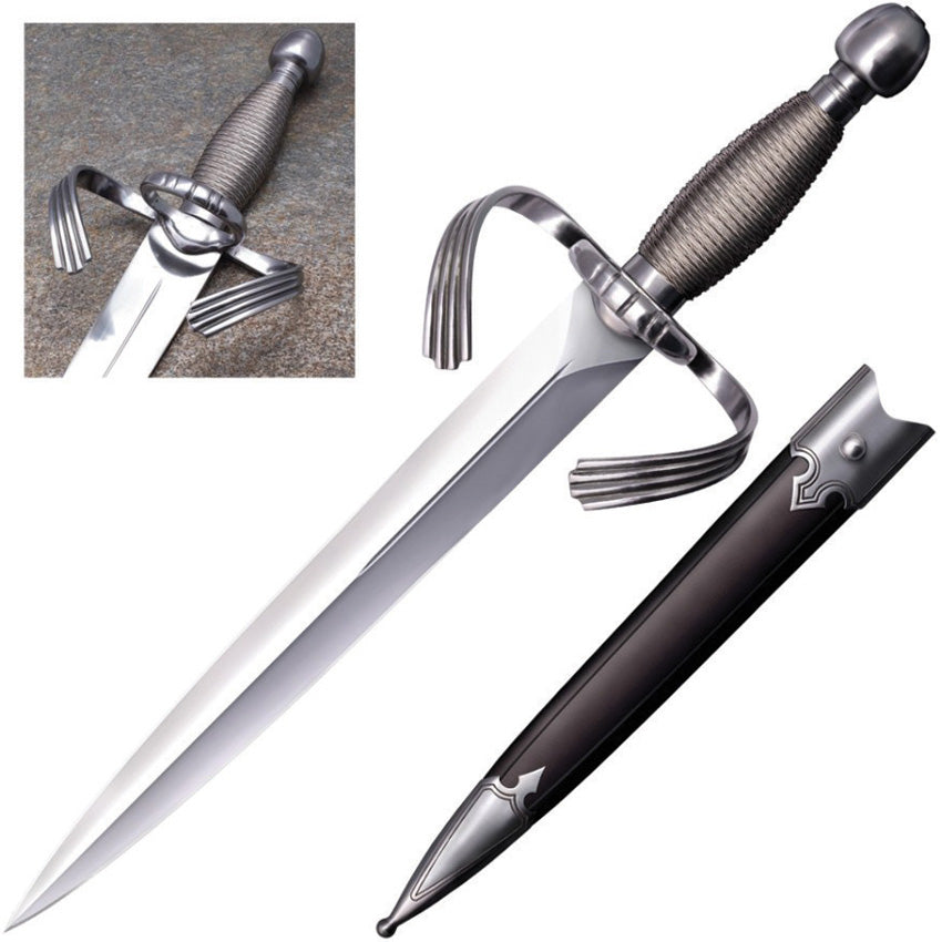 Cold Steel Large Parrying Dagger Wire Wrapped 1055HC Fixed Blade Dagge ...