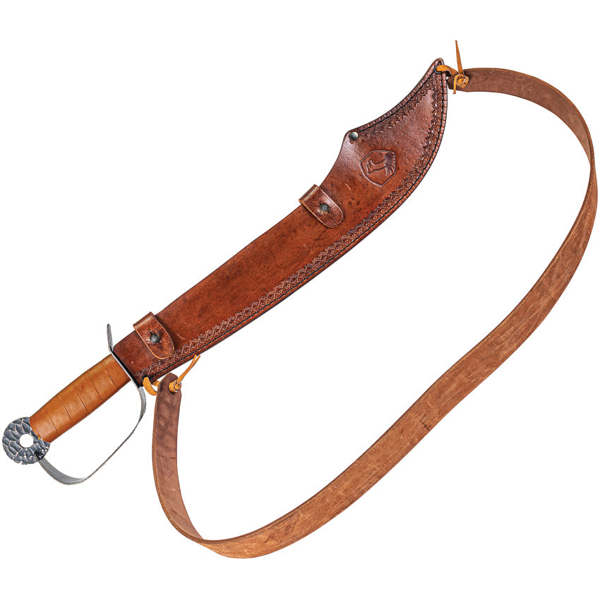 Condor Buccaneer Brown Leather Wrapped Wood 1075HC Fixed Blade Sword 1 ...