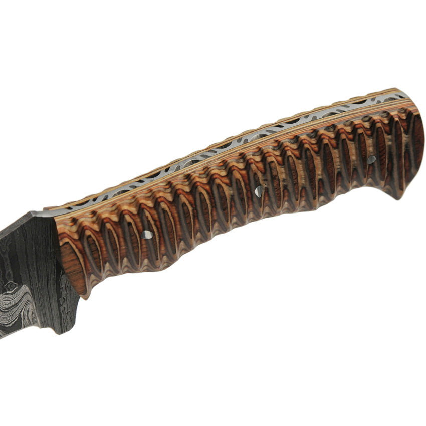 Damascus Golden Yellow Skinner Pakkawood Damascus Fixed Blade Knife 13 ...