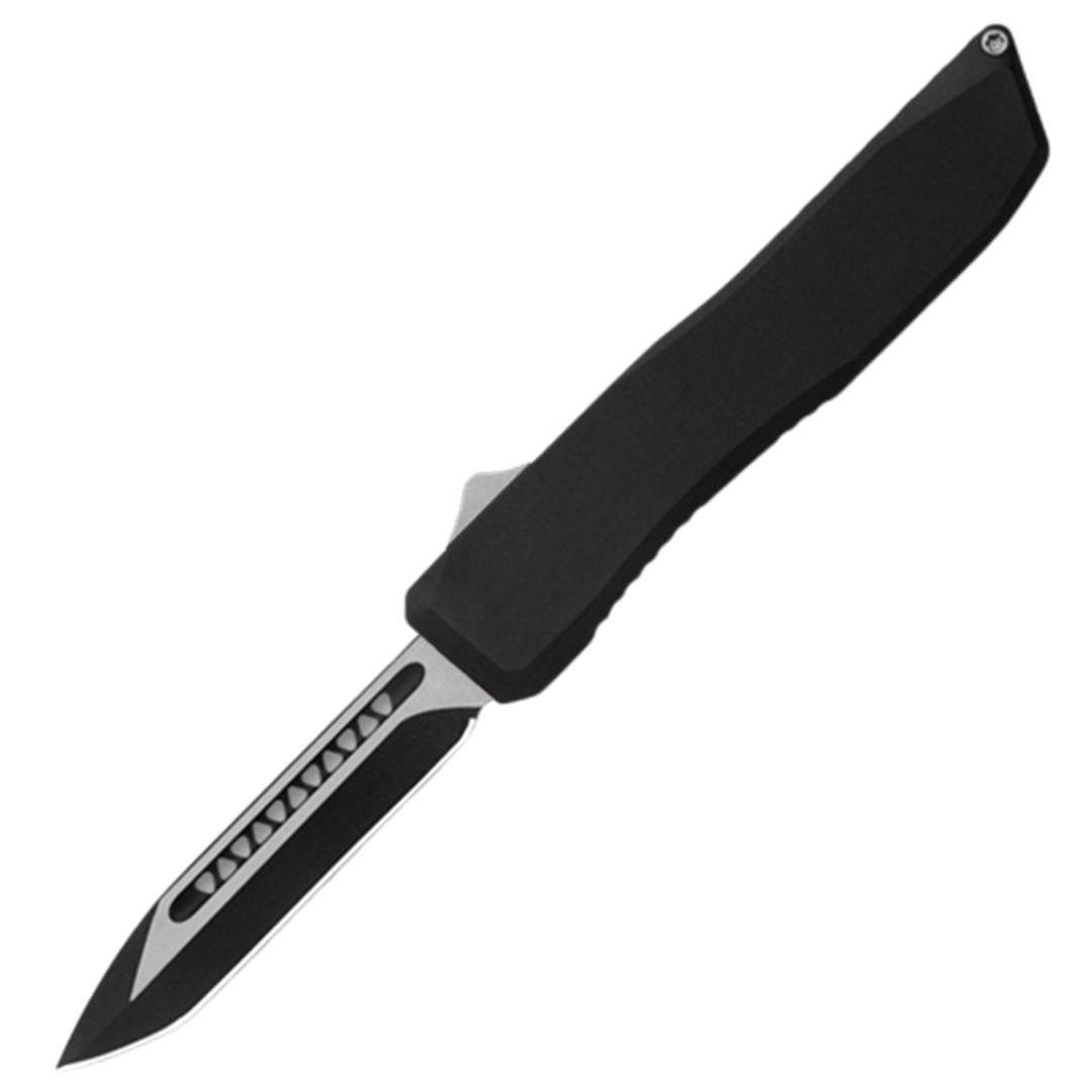 EOS Automatic Harpoon Knife OTF Black Aluminum CPM-20CV Tanto Blade 11 ...