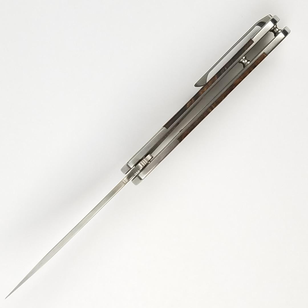 Finch Roadrunner Pocket Knife Framelock Burlwood Folding 154CM Blade R ...