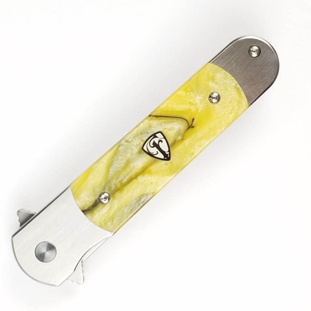 Finch Roadrunner Pocket Knife Framelock Hornet Yellow Resin Folding 15 ...