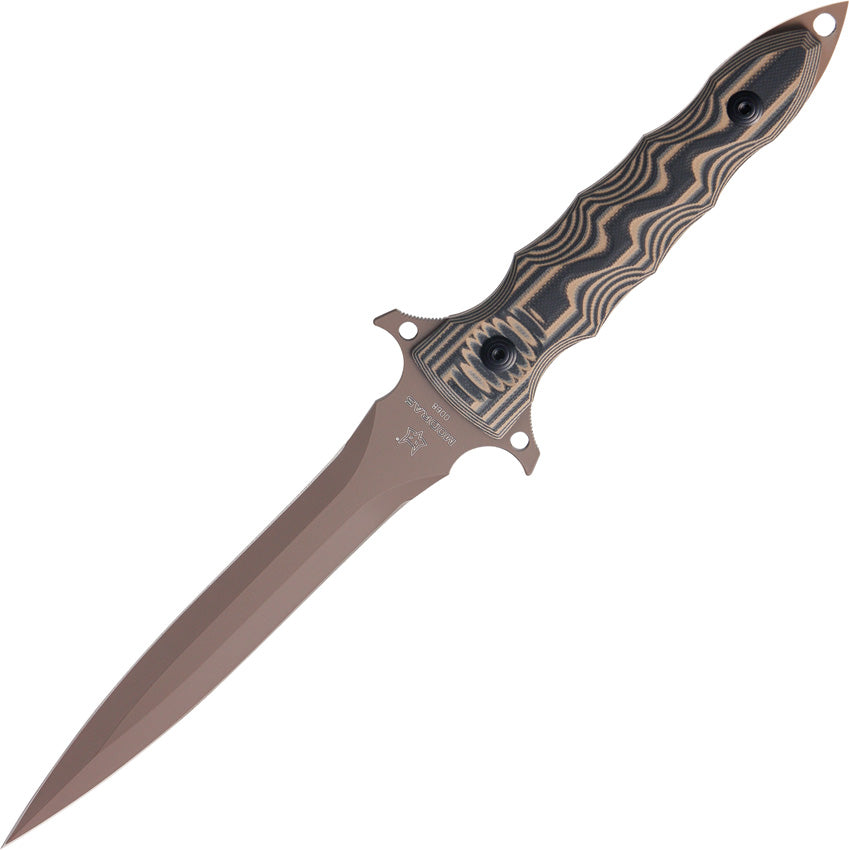 Fox Modras Dagger Black & Tan G10 Handle Fixed N690Co Double Edge Knif ...