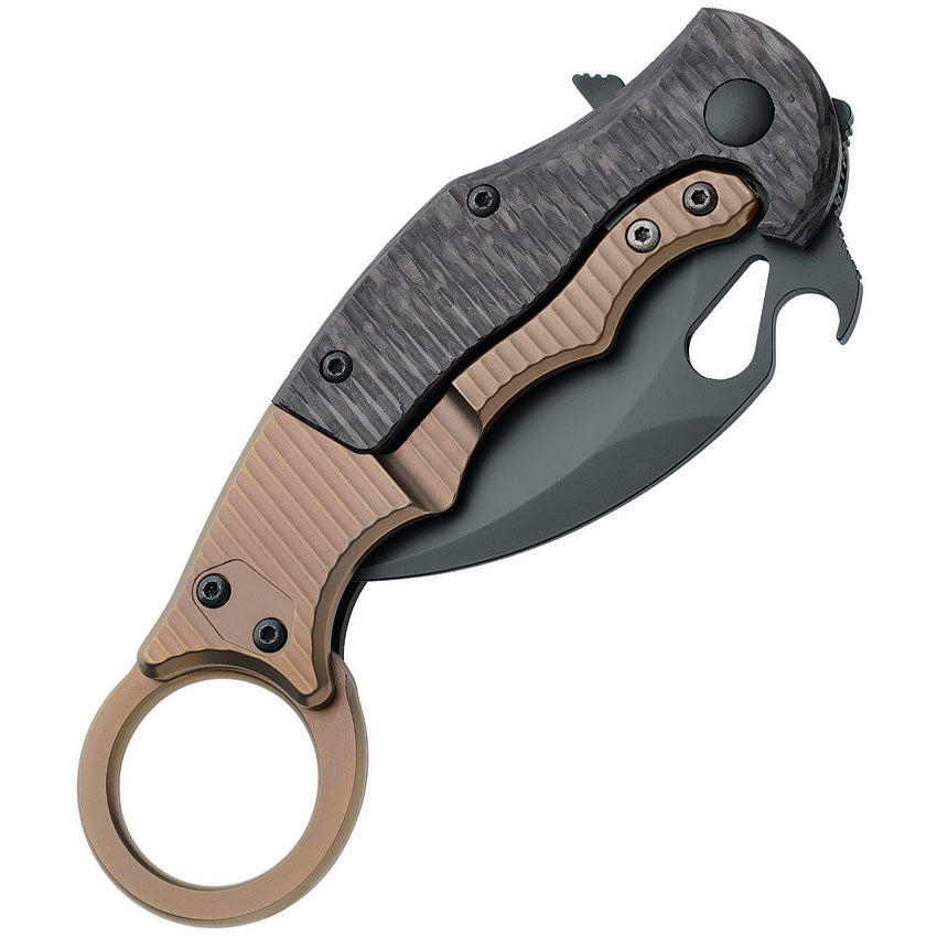 Fox Karambit Framelock Black & Tan G10 Folding Stainless Pocket Knife ...