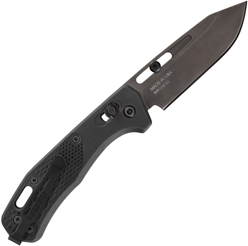 Gerber Assert Pivot Lock Black Textured Folding S30V Drop Pt Pocket Kn ...