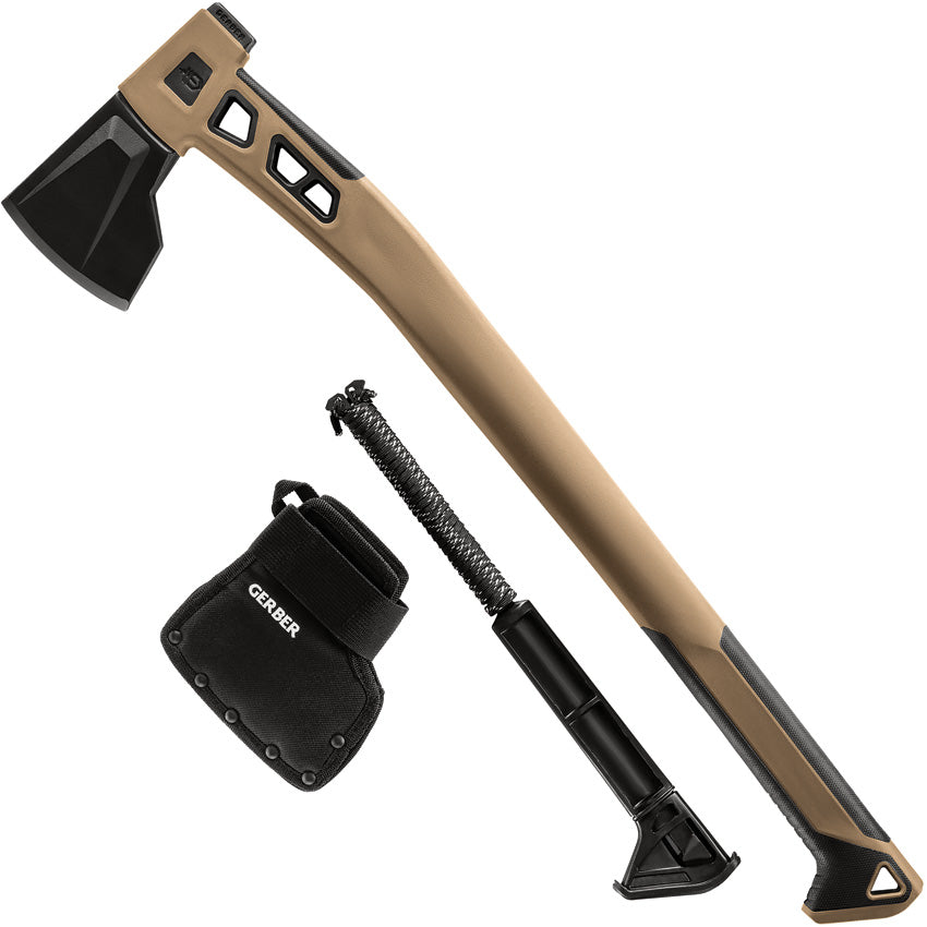 Gerber Bushcraft Tan Smooth PTFE Carbon Steel Fixed Blade Axe 3777 ...