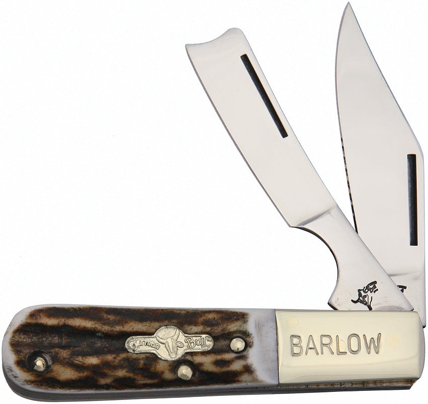 German Bull Barlow Pocket Knife Deer Stag Folding Stainless Clip & Raz ...