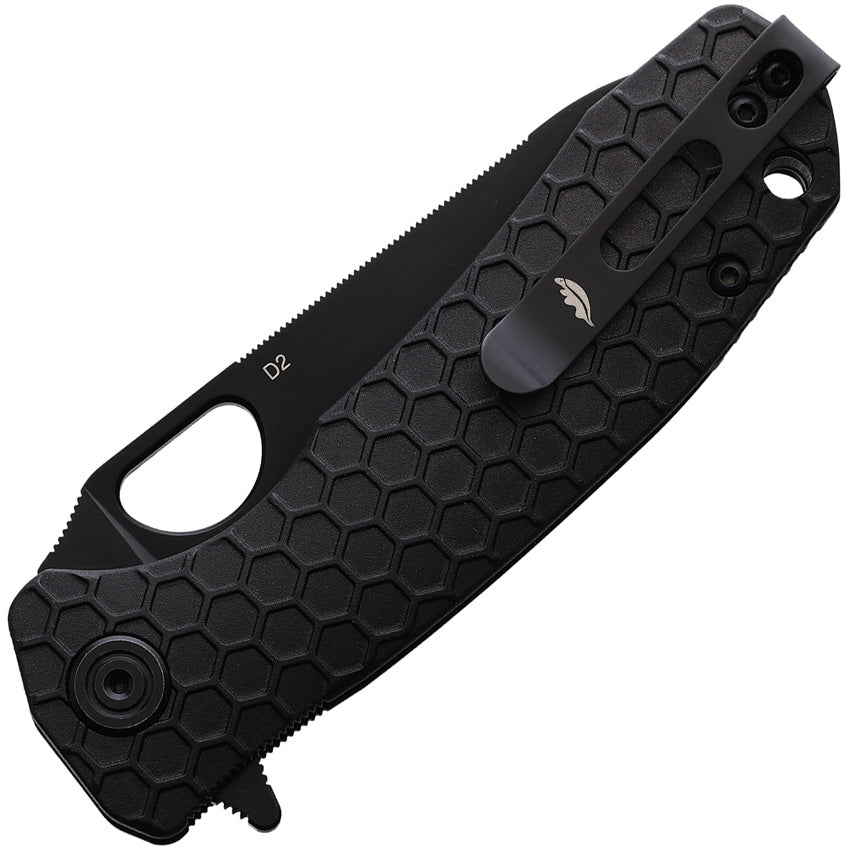Honey Badger Knives Medium Leaf Linerlock Black Folding D2 Steel Pocke ...
