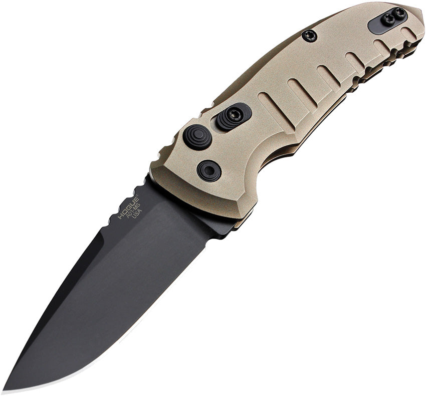 Hogue Automatic A01 Microswitch Knife Button Lock Dark Earth Aluminum ...