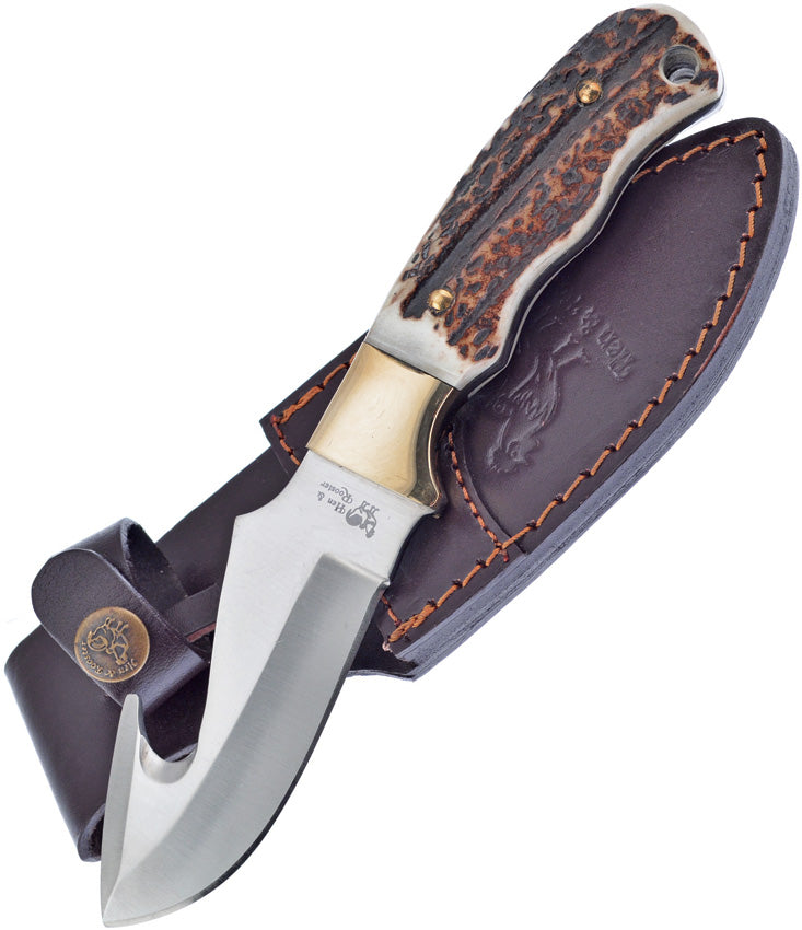 Hen & Rooster Deer Stag 440 Stainless Steel Fixed Blade Knife w/ Belt ...