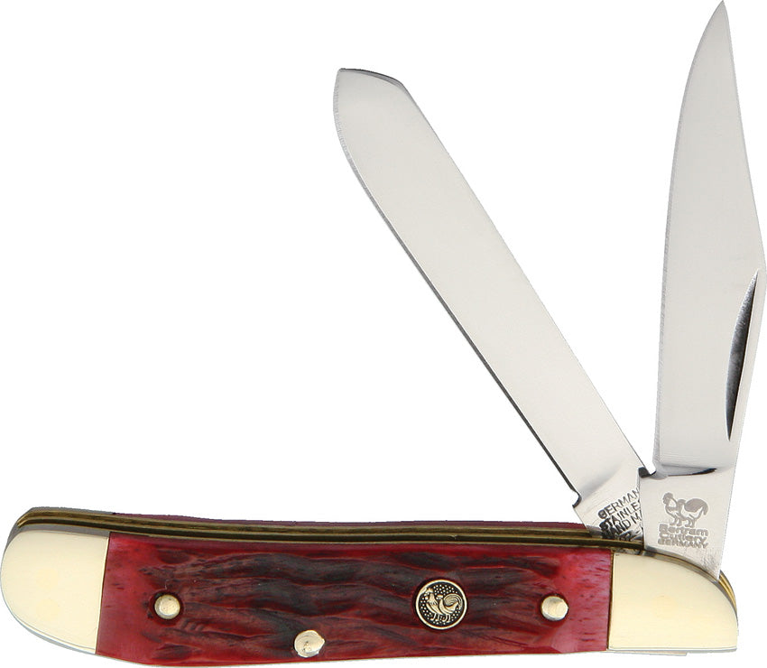 Hen & Rooster Pocket Knife Slip-Joint Red Pick Bone Stainless 2 Blades ...