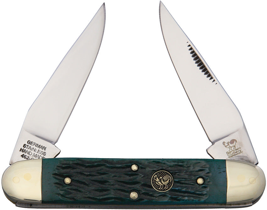 Hen & Rooster Slip-Joint Dark Green Bone Stainless Folding Knife 462GP ...