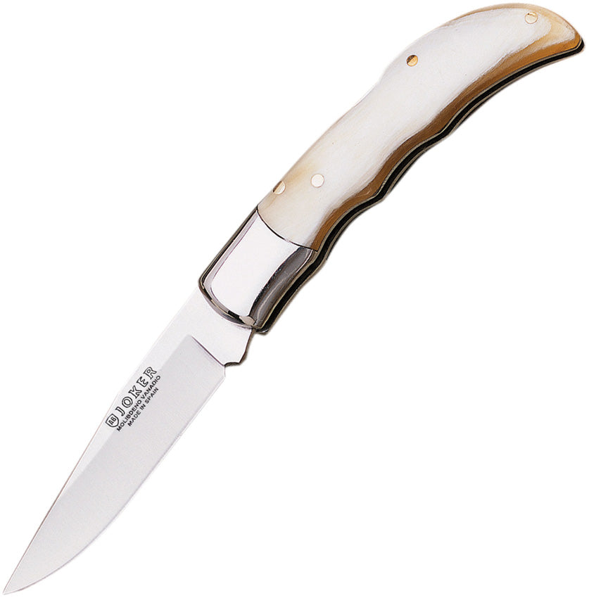 Joker Lockback Grooved Horn Satin Vanadium Steel Clip Pt Folding Knife ...