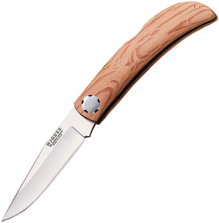 Joker 8" Lockback Oak Satin Vanadium Steel Clip Pt Folding Knife RNE66 ...
