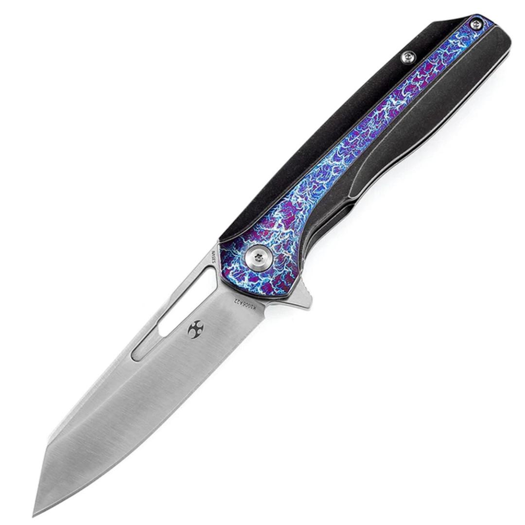 Kansept Knives Shard Framelock Blue & Black Titanium Lightning Folding ...