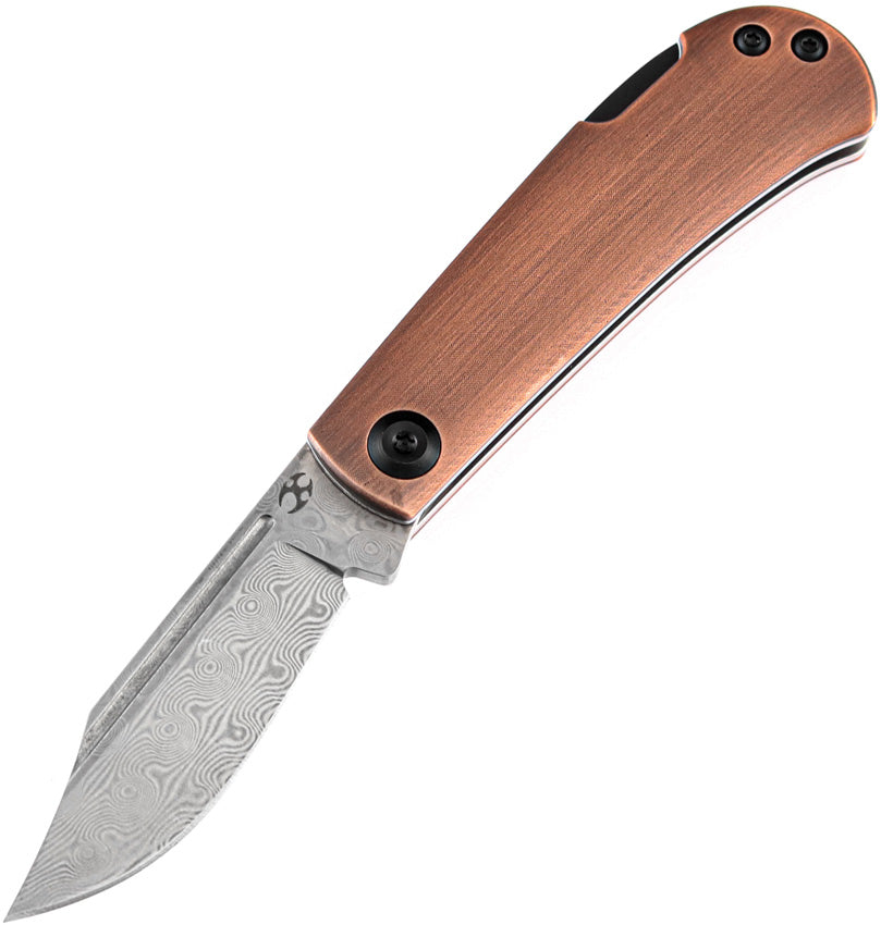 Kansept Knives Wedge Lockback Copper Folding Damascus Pocket Knife 202 ...