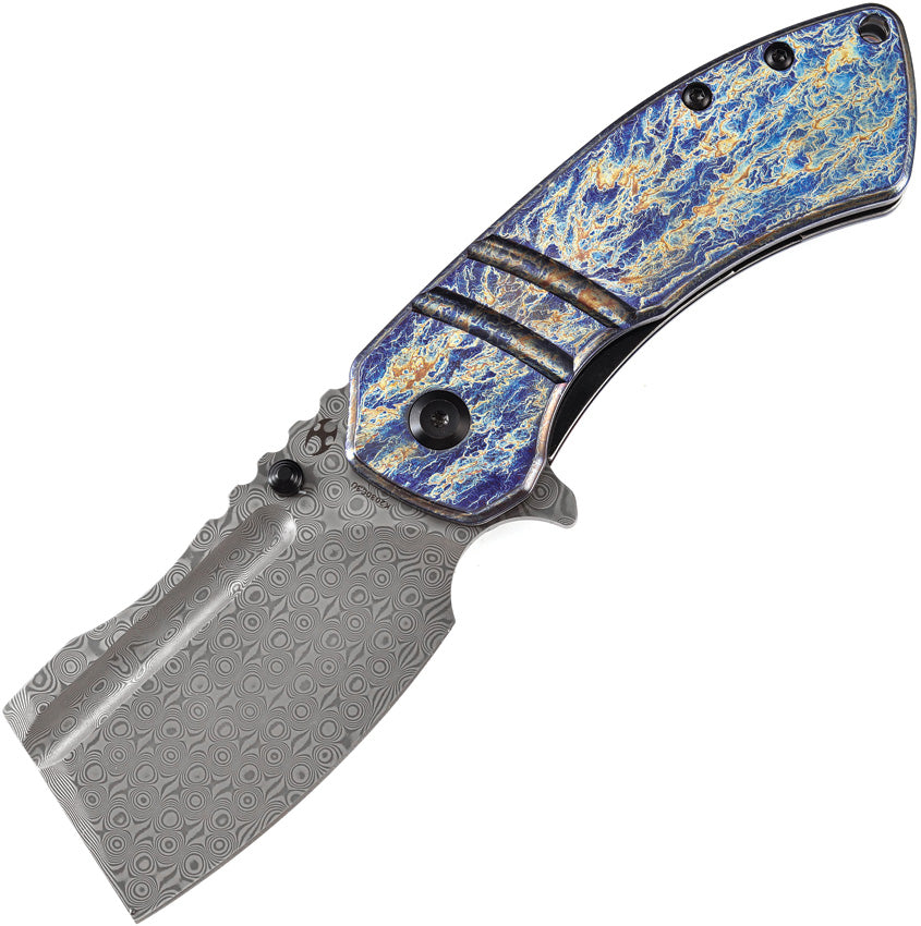 Kansept Knives Korvid M+ Lightning Strike Titanium Folding Damascus Kn ...