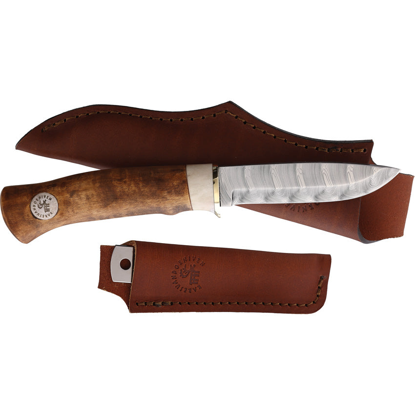 Karesuando Kniven Hunter 10 Dense Twist Wood Damascus Fixed Blade Knif ...
