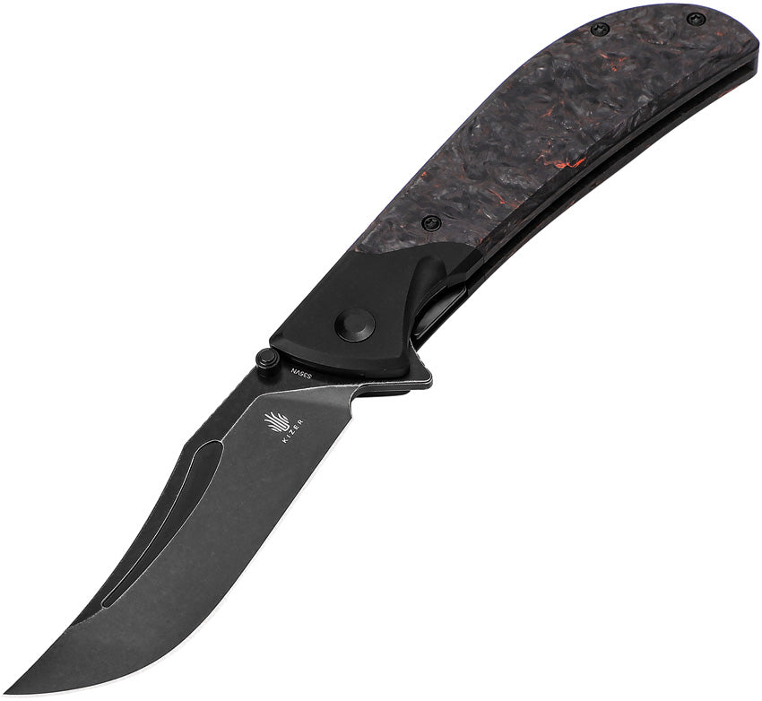 Kizer Cutlery Phoenix Linerlock Aluminum & Fat Carbon Folding S35VN Kn ...