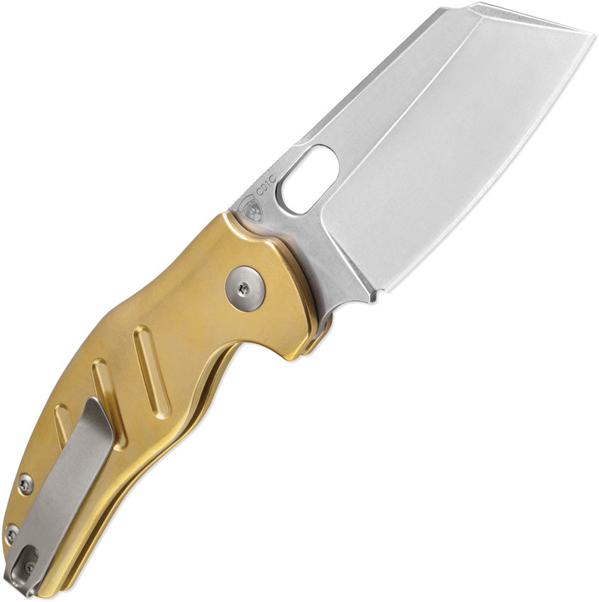 Kizer Cutlery C01C Sheepdog Button Lock Brass Folding CPM-3V Pocket Kn ...