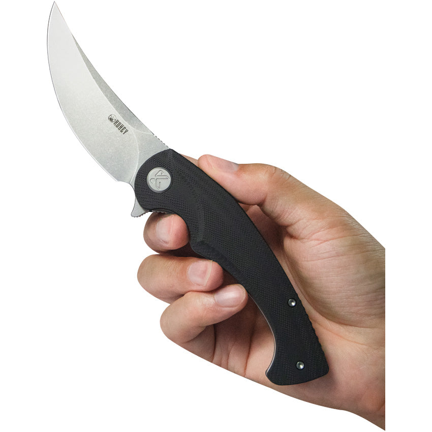 Kubey Scimitar Linerlock Black G10 Folding AUS-10 Trailing Pt Pocket K ...