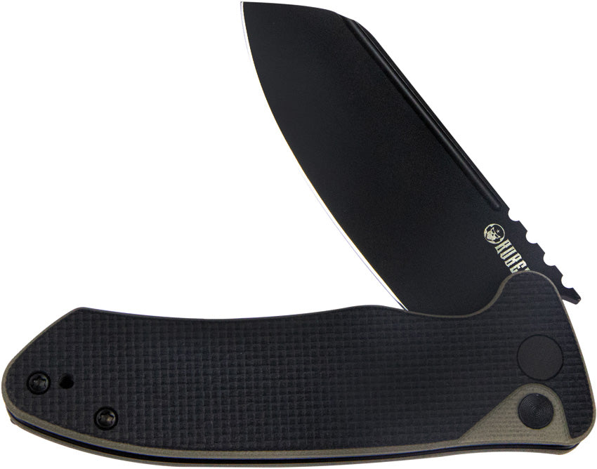 Kubey Creon Button Lock Tan & Black G10 Folding AUS-10 Sheepsfoot Pock ...