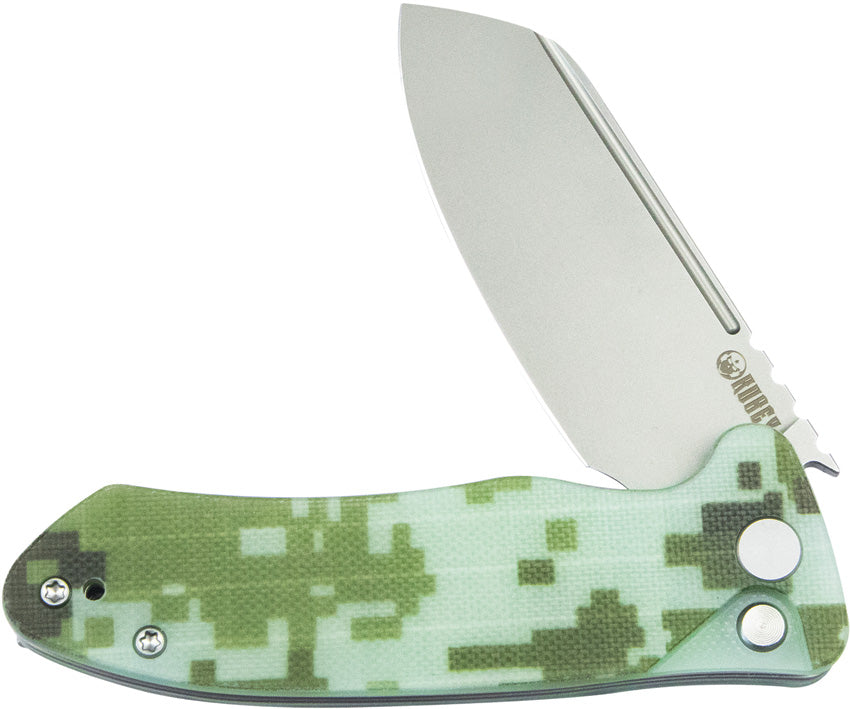 Kubey Creon Button Lock Camo G10 Folding AUS-10 Sheepsfoot Pocket Knif ...