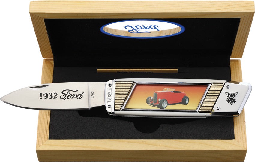 White 1932 Ford Street Rod Collectable Folding Pocket Knife+ Display B ...