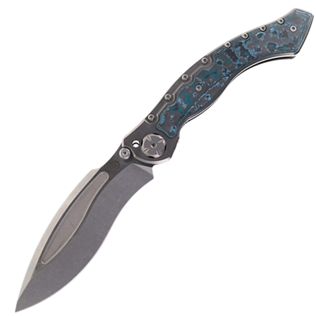 Maxace Vortex Framelock Blue Carbon Fiber & Titanium Folding M390 Knif ...