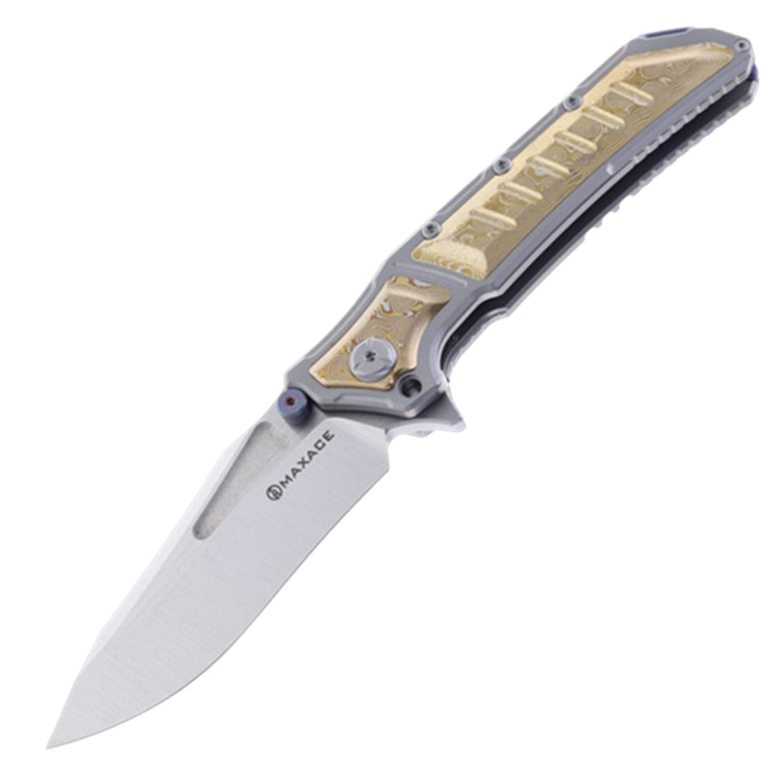 Maxace Hephaestus Pocket Knife Framelock Mokume & Titanium Folding M39 ...