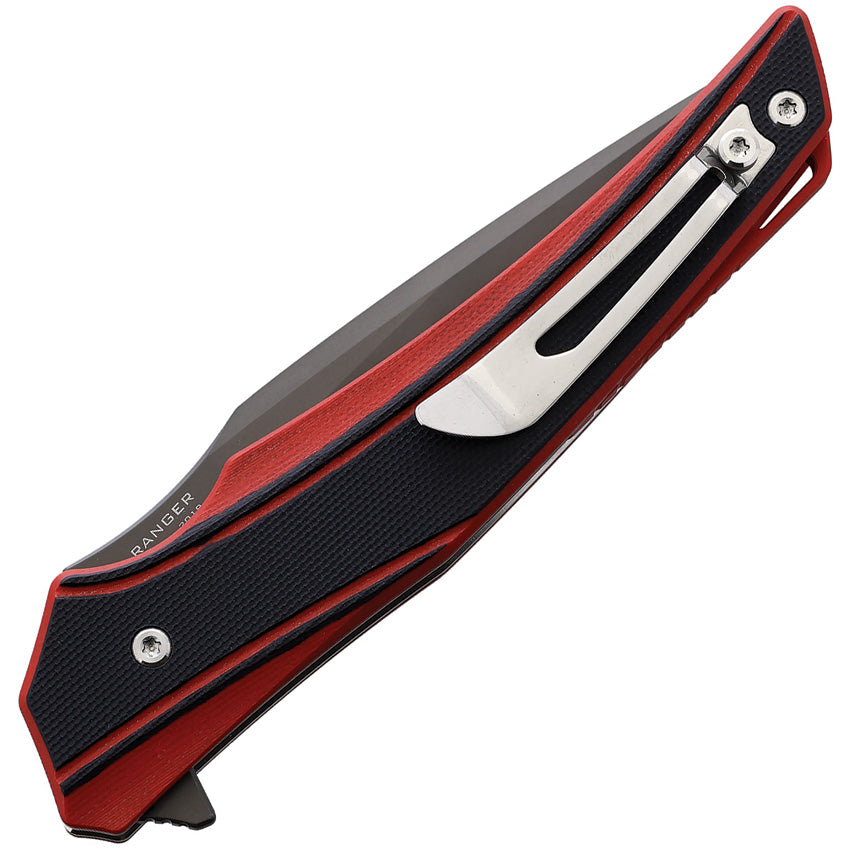 Maxace Ranger Linerlock Black/Red G10 Folding XW42 Steel Pocket Knife ...