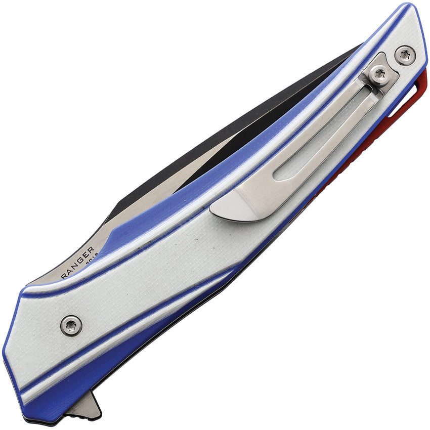 Maxace Ranger Linerlock Blue/White G10 Folding XW42 Steel SW Pocket Kn ...