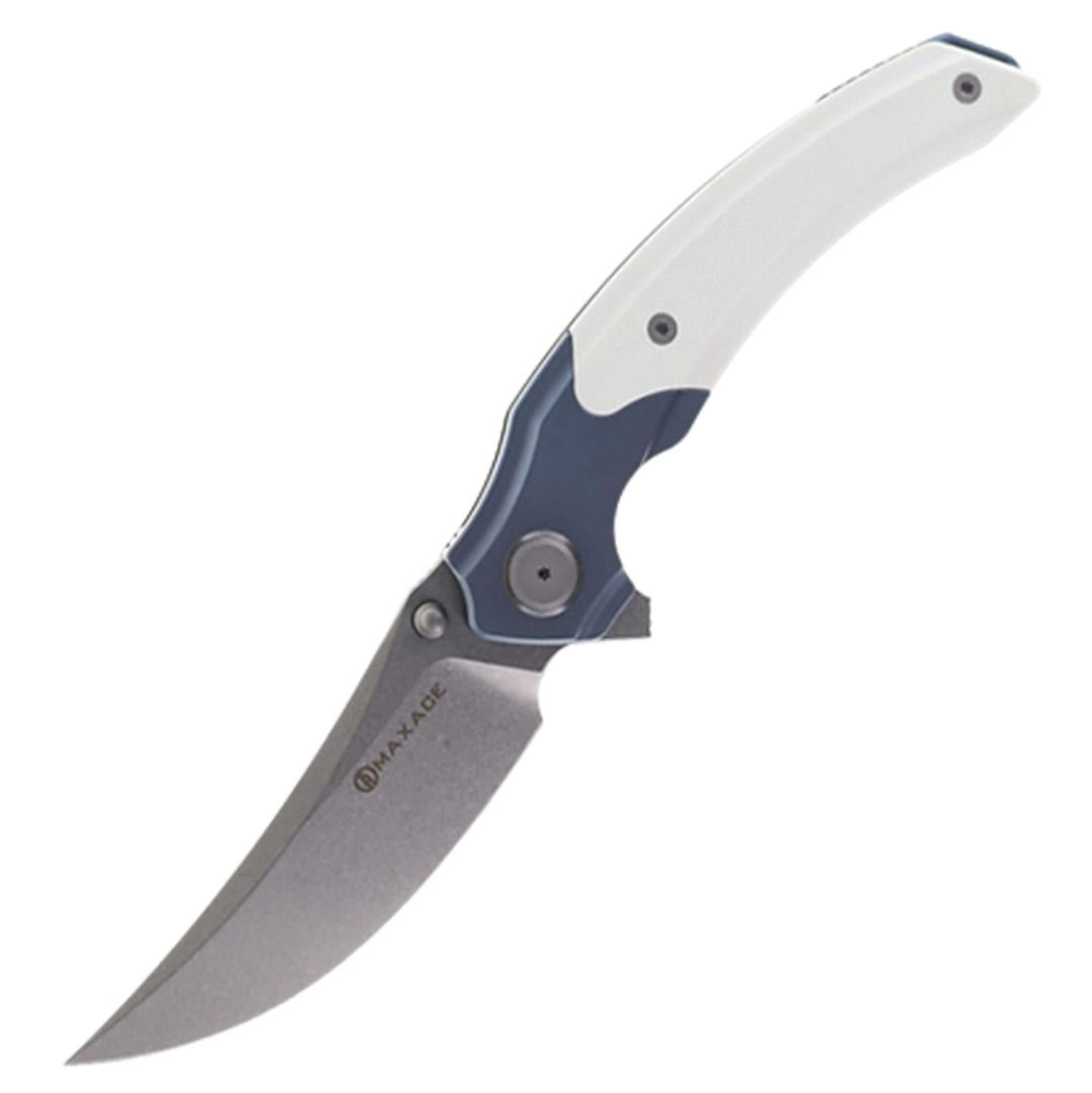 Maxace Rock Linerlock Blue Titanium & White G10 Folding M390 Pocket Kn ...