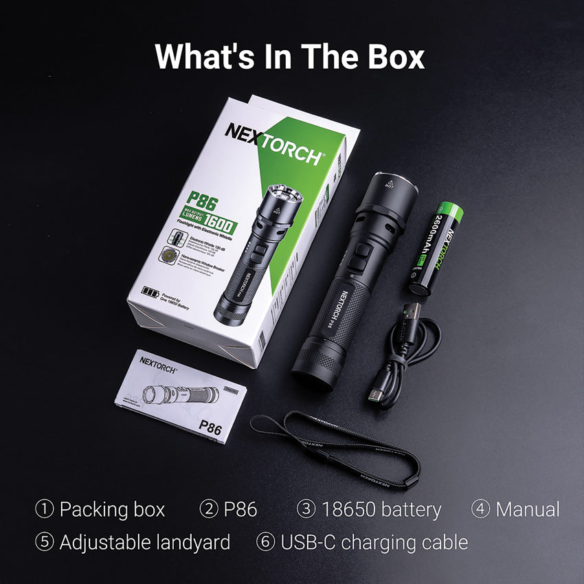 Nextorch P86 Tactical Black Smooth Water Resistant Flashlight P86 ...