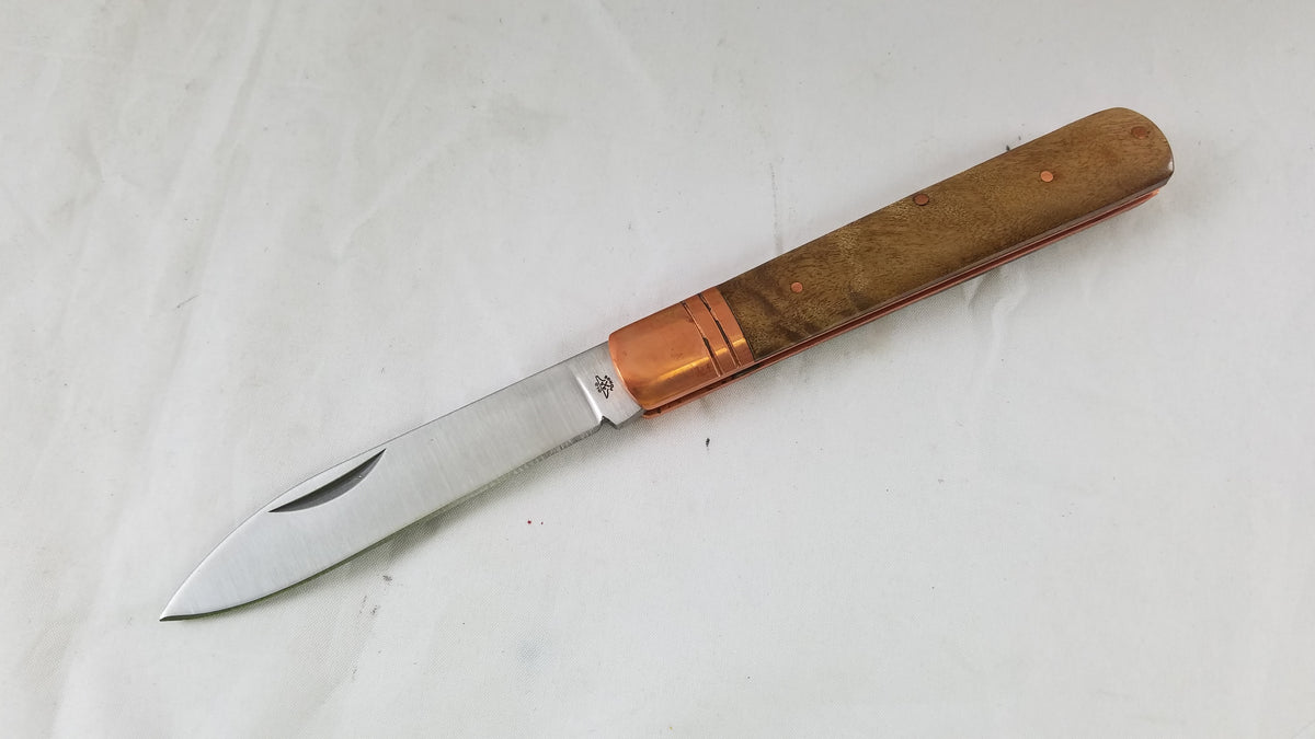 Old Forge Folder Stainless Copper Bolster Brown Wood Handle Folding Kn ...