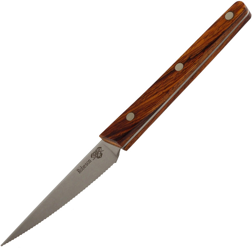 Ontario Robeson Steak Factory Second Brown Wood Fixed Blade Kitchen Kn ...